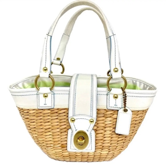Coach | Bags | Coach Wicker Handbag With Twist Lock Closure Dustbag ...